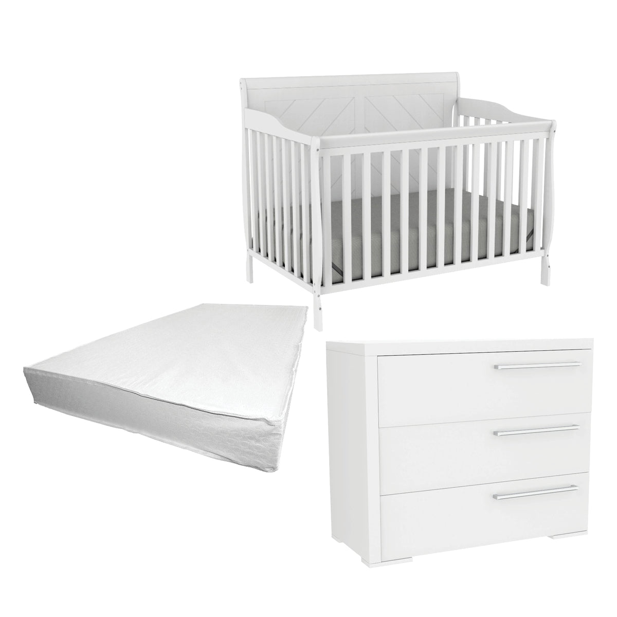White adriana crib and alex table set by Boobeyeh